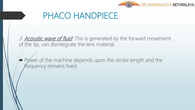 Instumentation and machines in phacoemulsification | PPTX