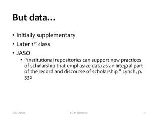 Instutional repositories and data | PPTX | Databases | Computer Software and Applications