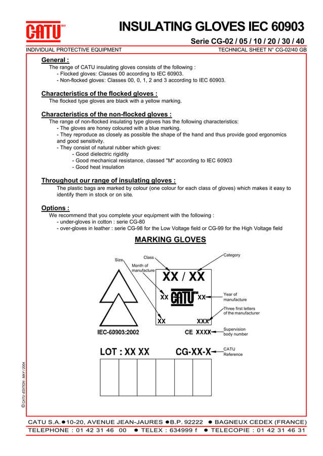 Insulating Gloves IEC 60903 - Catu Electrical Insulating Gloves | PDF