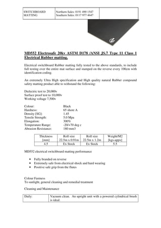 Insulating Rubber Electrical Safety Matting - 20kV Tested 7.5kV Working ...