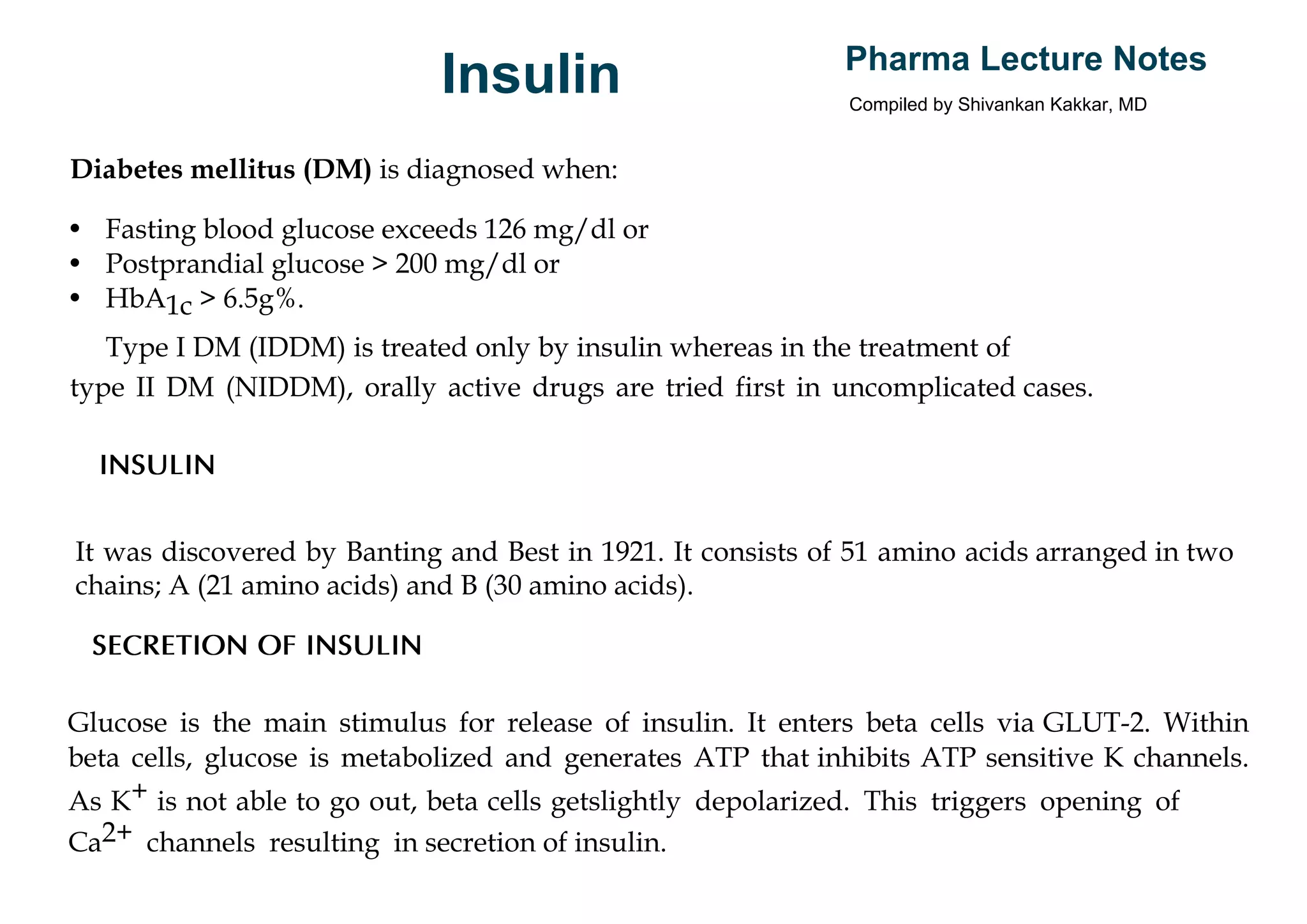 Insulin Lecture Notes | PDF