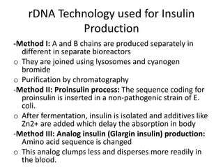 Insulin and HGH production using rDNA technology | PPTX
