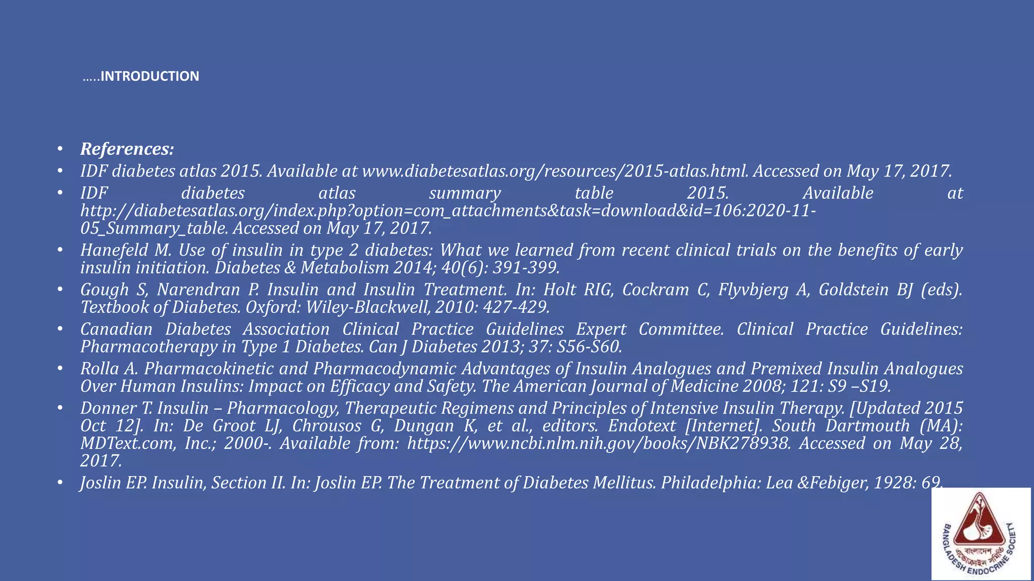 Insulin guideline of BES- Dr Selim | PPTX