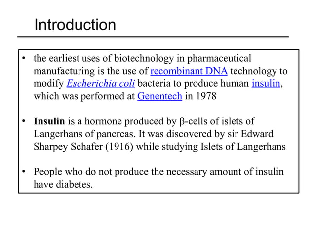 Insulin production by genetic engineering | PPTX
