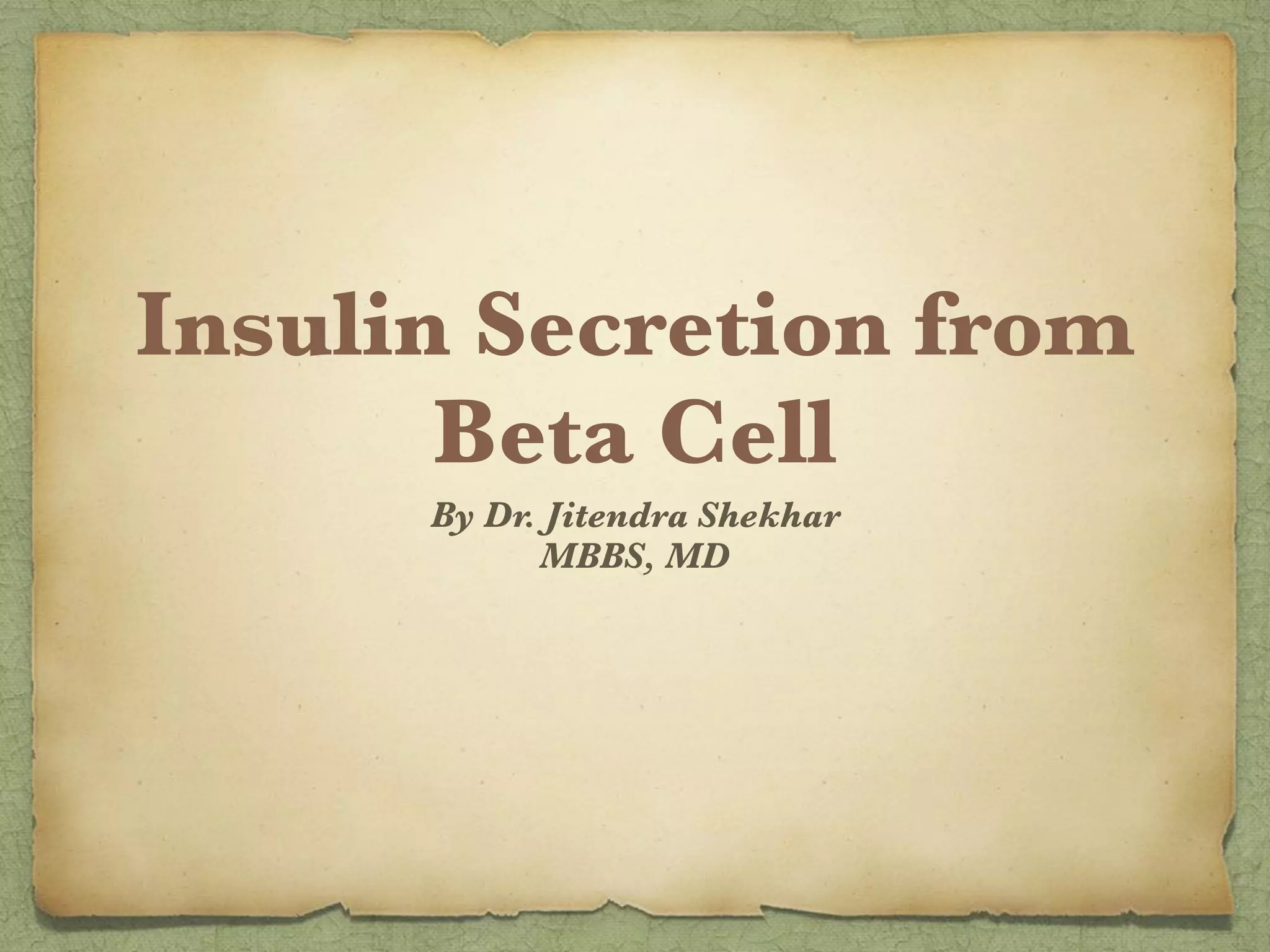 Insulin secretion from beta cell | PDF