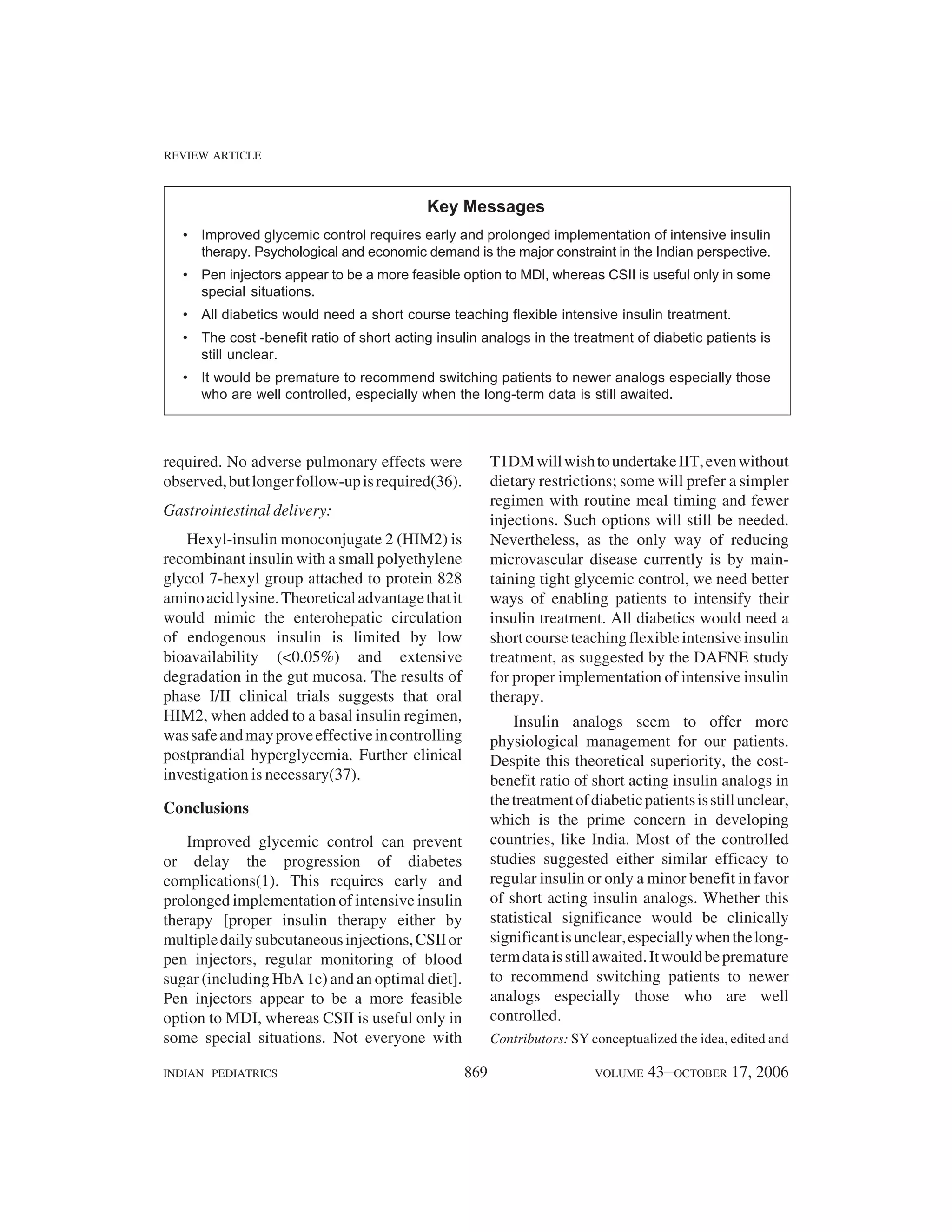Insulin Therapy (Indian Pediatrics) | PDF