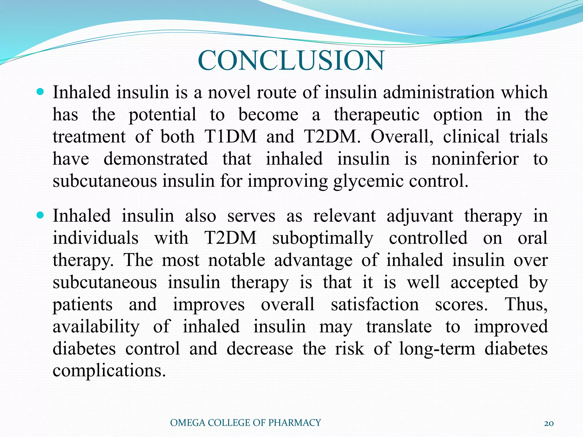 Insulin through inhalation ppt | PPTX | Diabetes | Diseases and Conditions