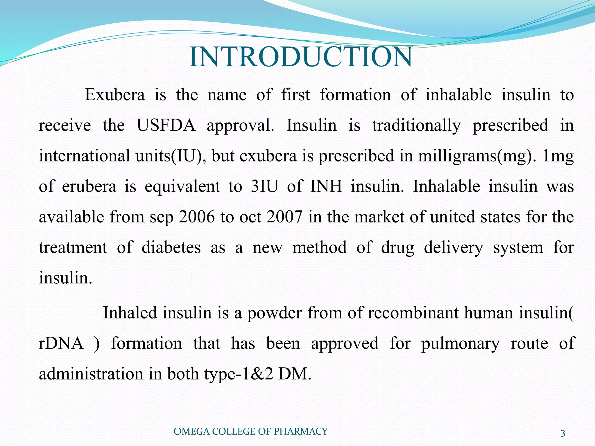 Insulin through inhalation ppt | PPTX