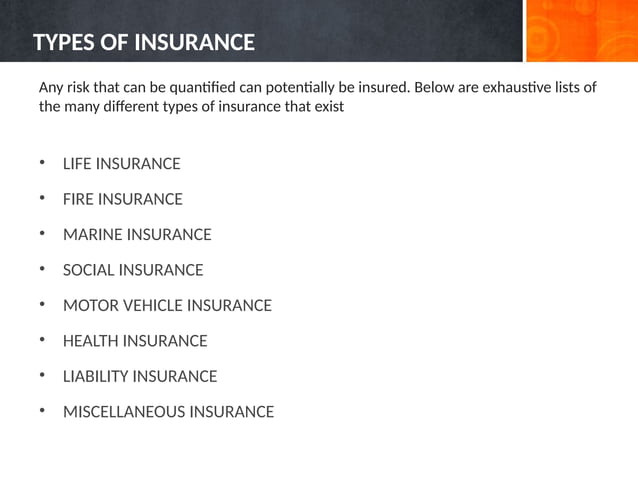 INSURANCE AND TYPES OF INSURANCES WITH PRINCIPLES.pptx | Life Insurance ...