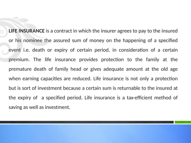 INSURANCE AND TYPES OF INSURANCES WITH PRINCIPLES.pptx | Life Insurance ...