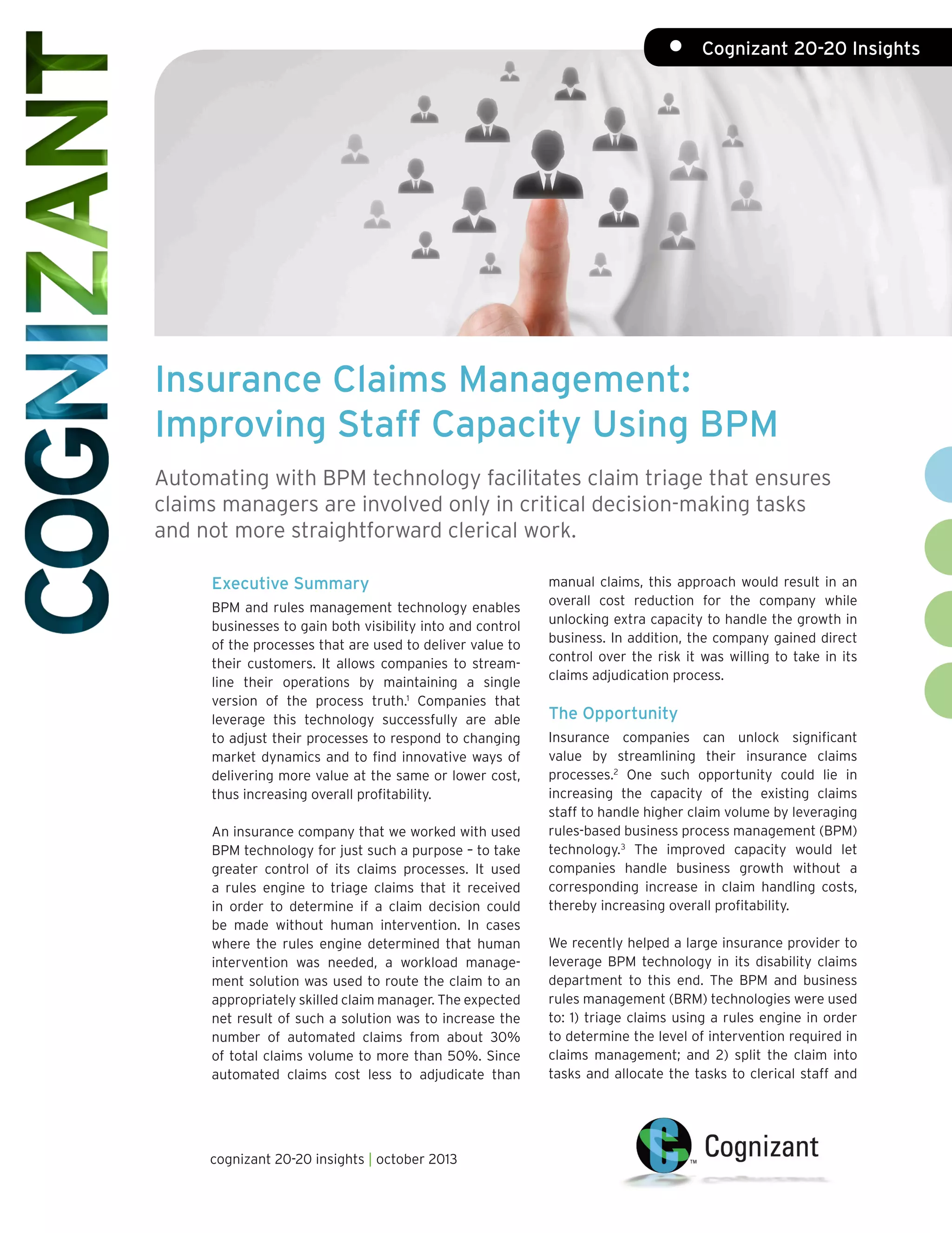 Insurance Claims Management: Improving Staff Capacity Using BPM | PDF