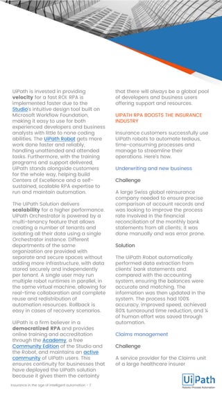 UiPath: Insurance in the Age of Intelligent Automation | PDF