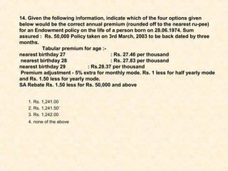 Insurance numerical problems | PPT