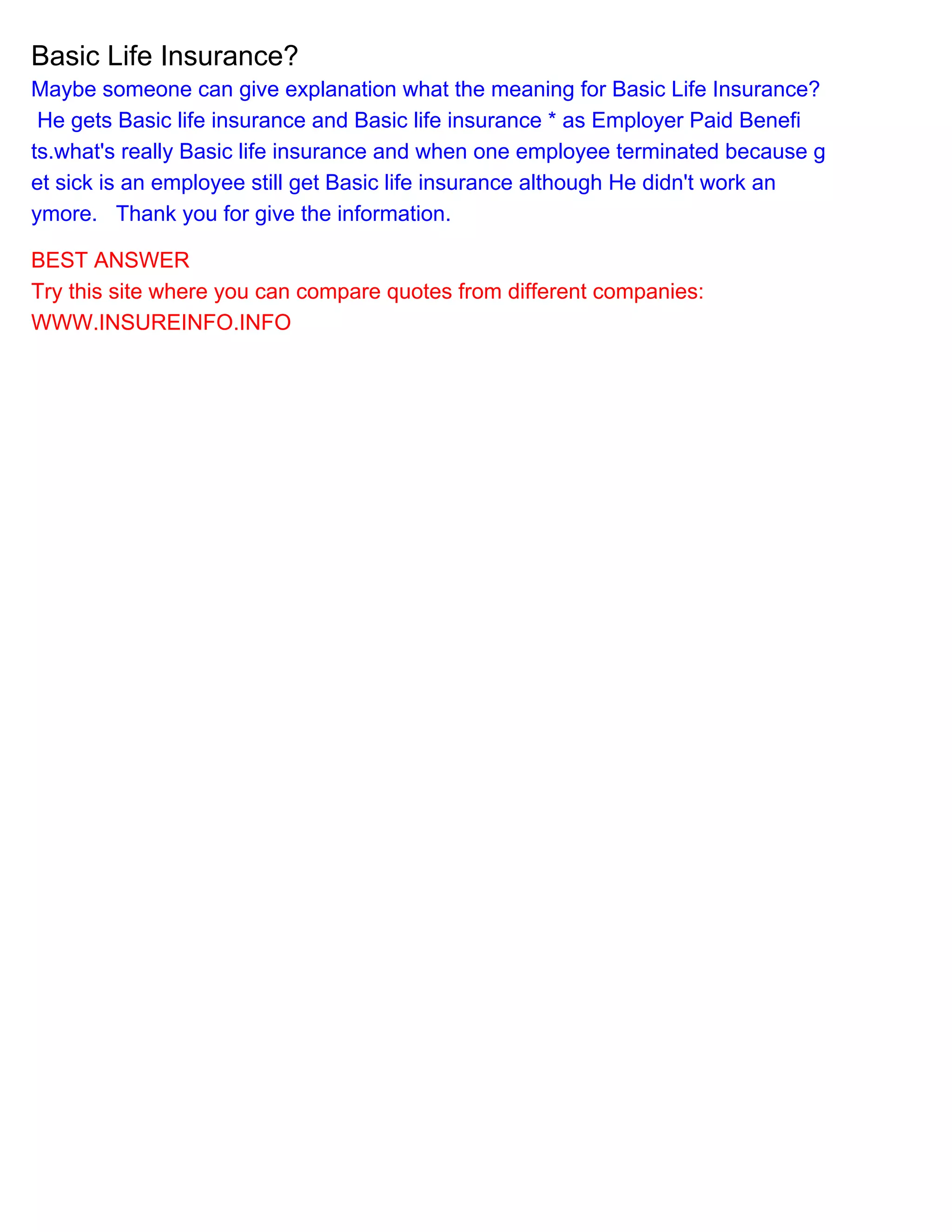 Basic Life Insurance? | PDF