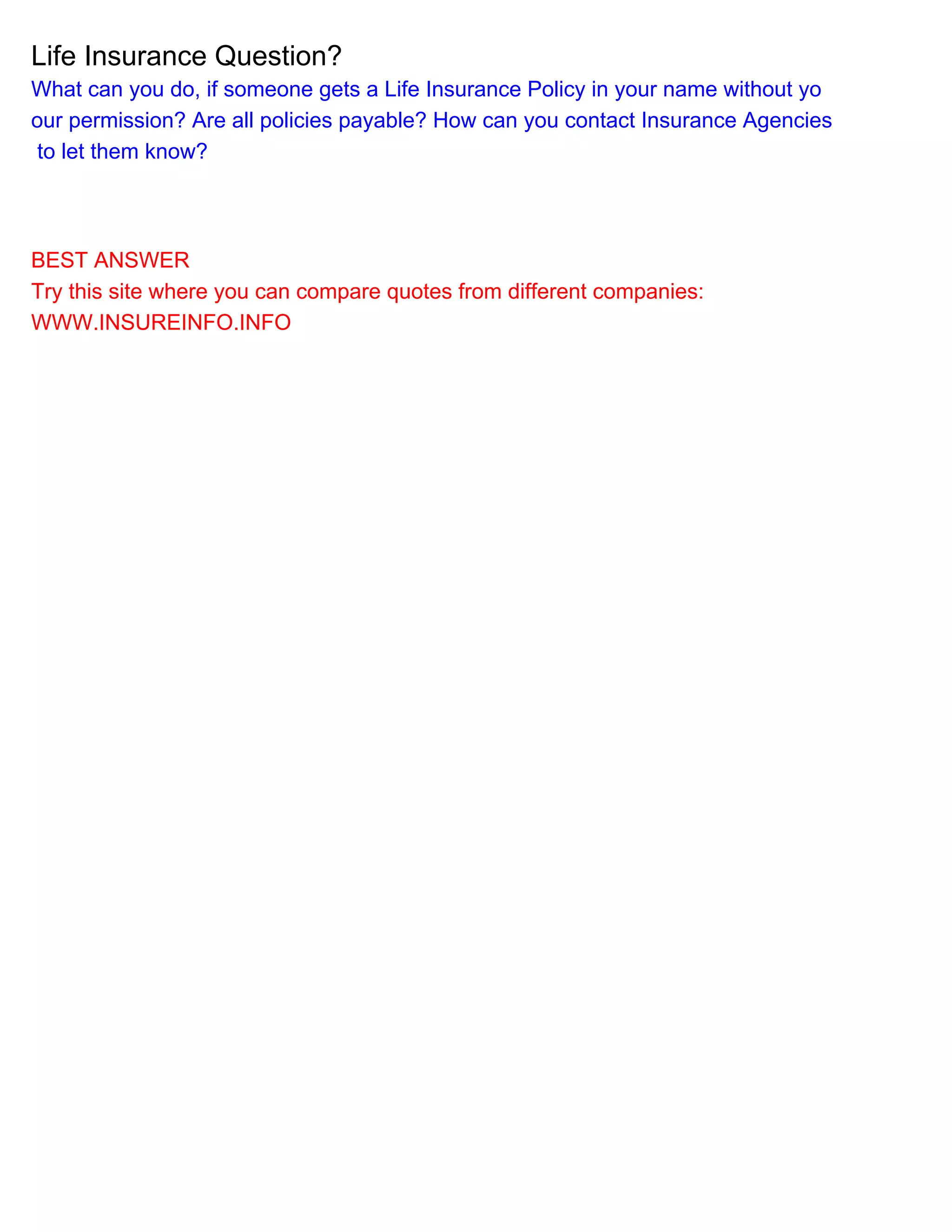 Life Insurance Question? | PDF