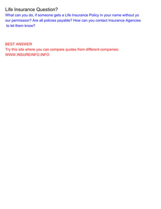 Life Insurance Question? | PDF