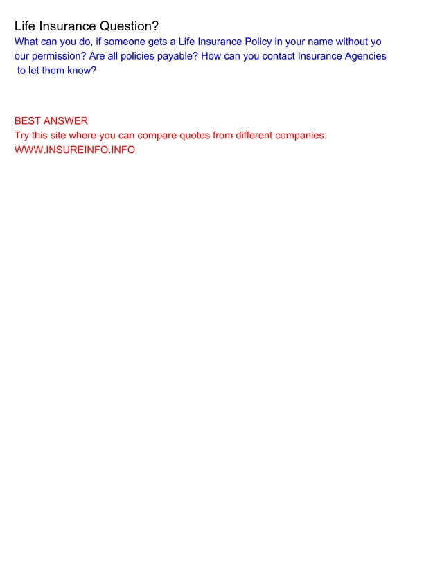 Life Insurance Question? | PDF