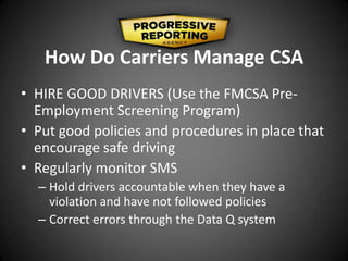 CSA and Insurance agents, improving fleet safety | PPT