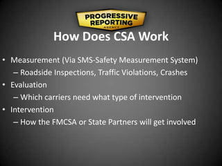 CSA and Insurance agents, improving fleet safety | PPT