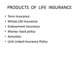 Insurance and its products | PPTX