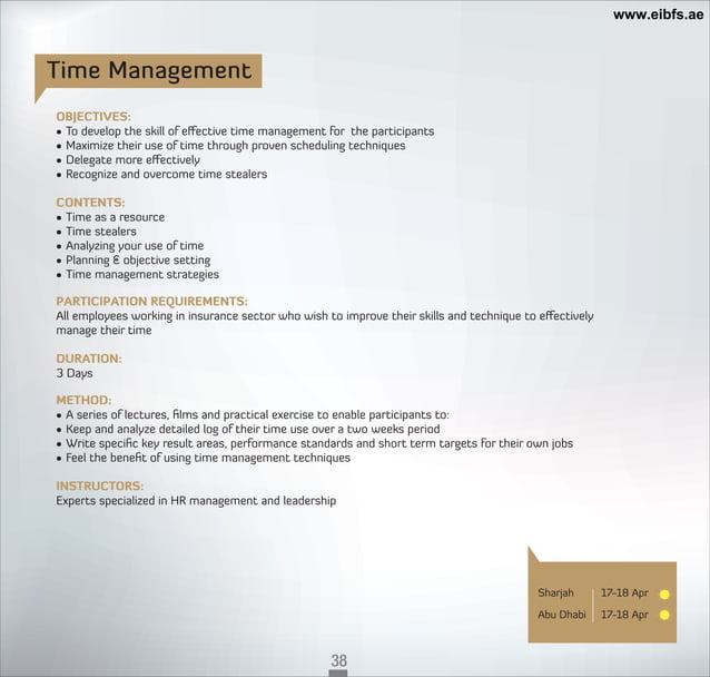 Insurance annual training plan 2013 -www.eibfs.ae