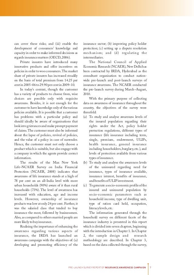 Insurance awareness survey report