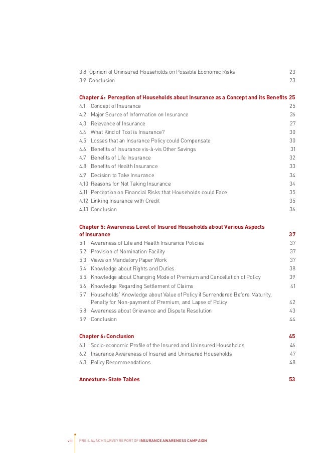 Insurance awareness survey report