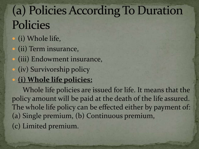 Insurance, Classification ,Terms & policies.ppt | Life Insurance ...