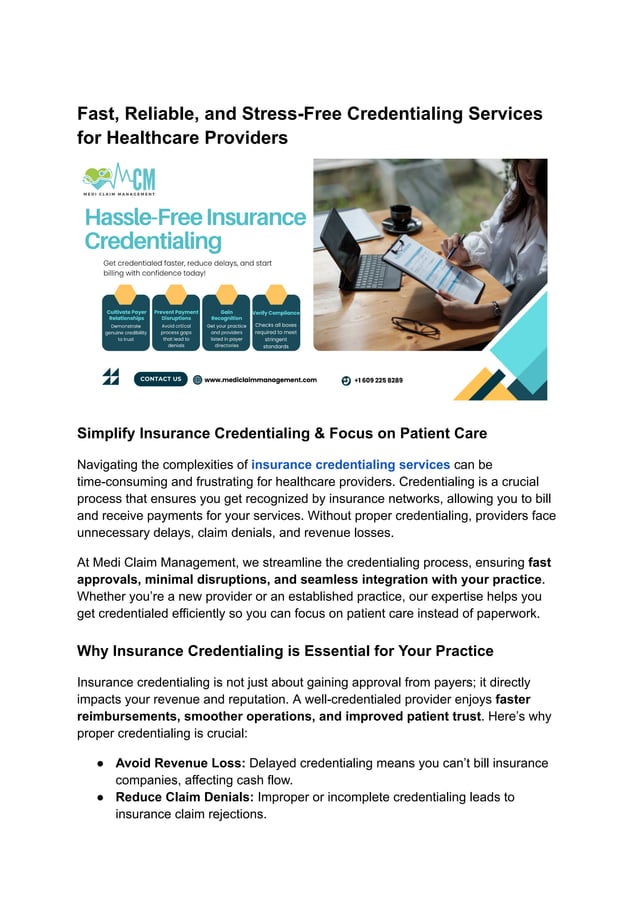 Fast, Reliable, and Stress-Free Credentialing Services for Healthcare Providers | PDF