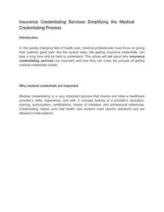 Insurance Credentialing Services Simplifying the Medical Credentialing ...