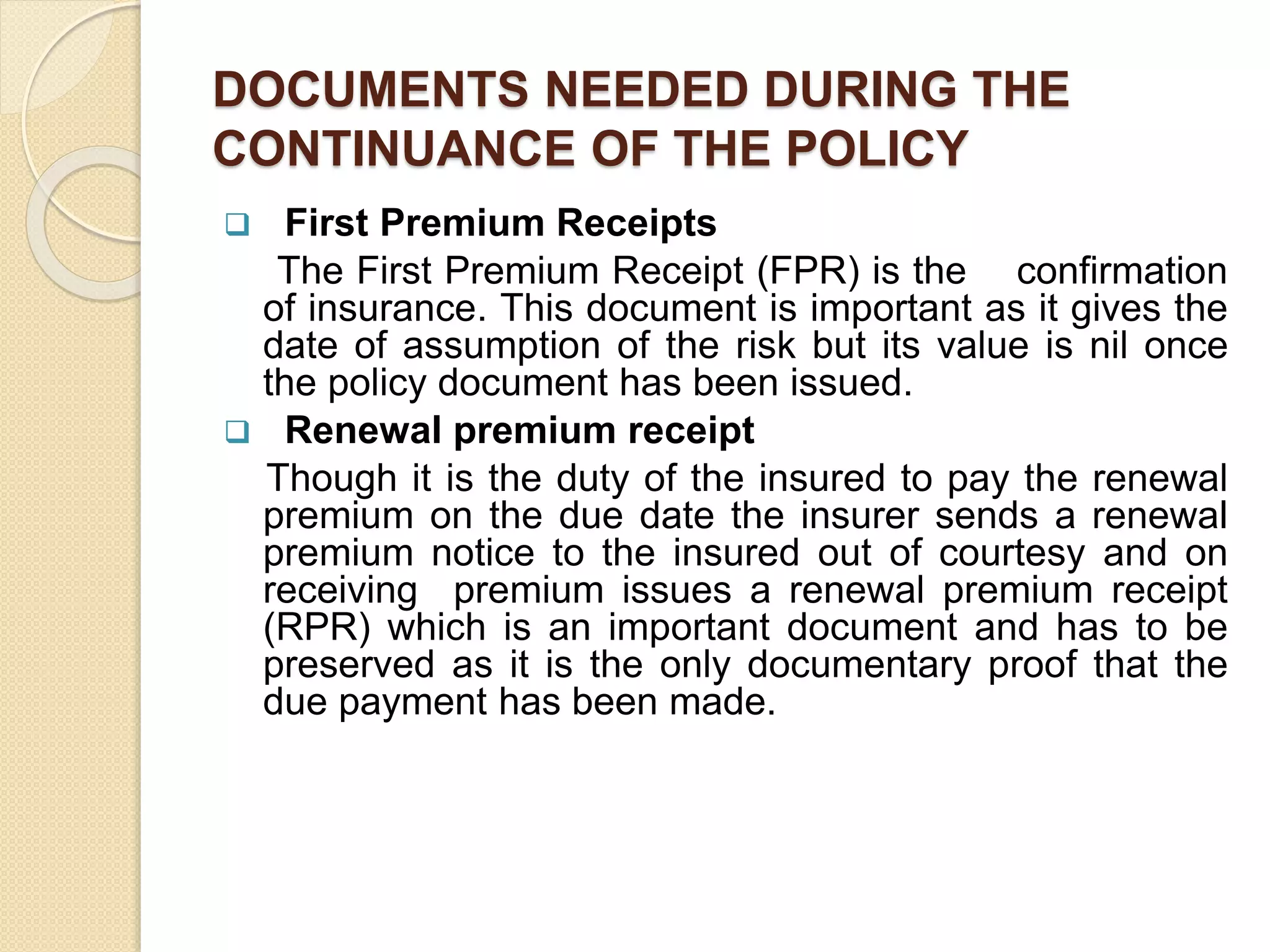 Insurance documents ppt | PPTX
