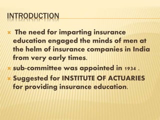 Insurance education in india | PPTX