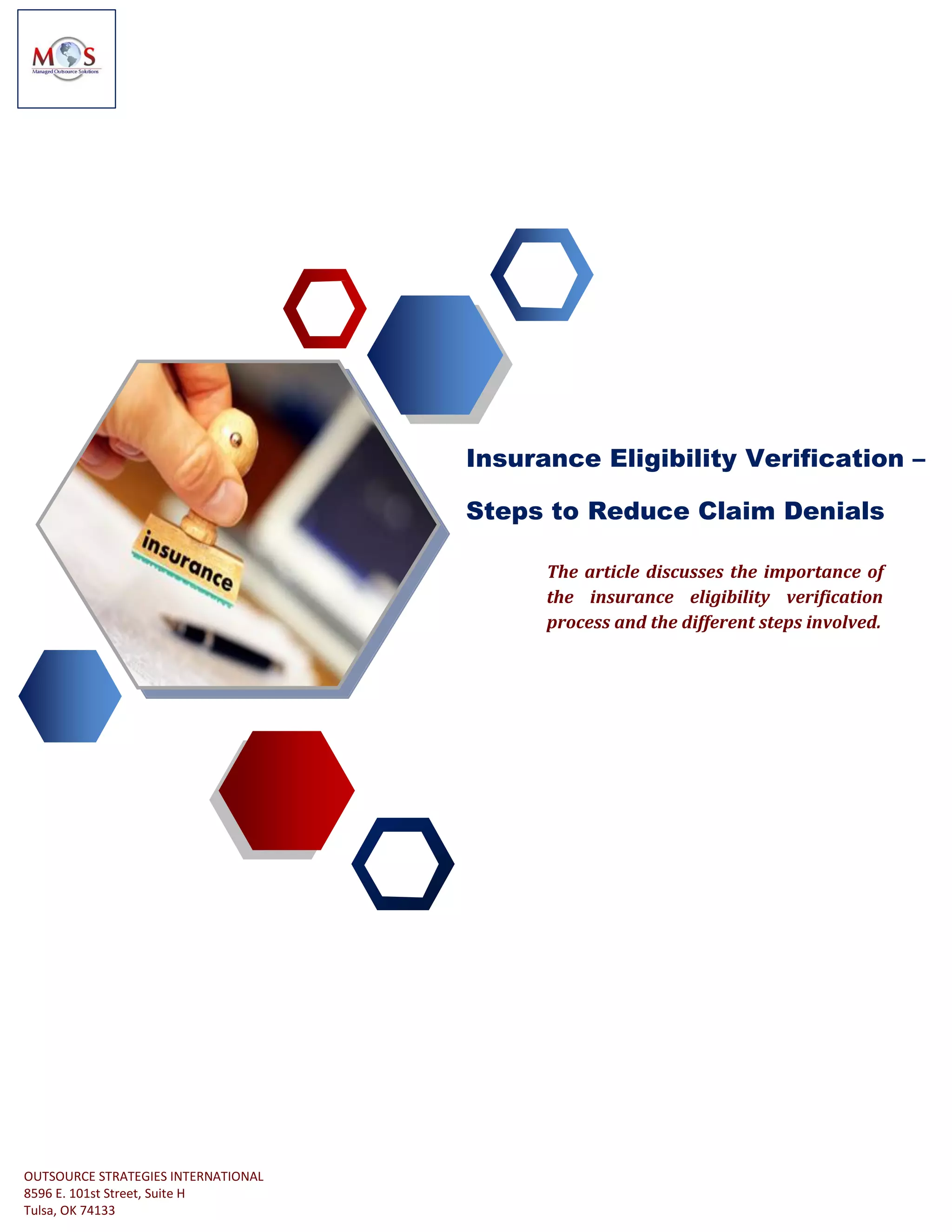 Insurance eligibility verification – steps to reduce claim denials | PDF