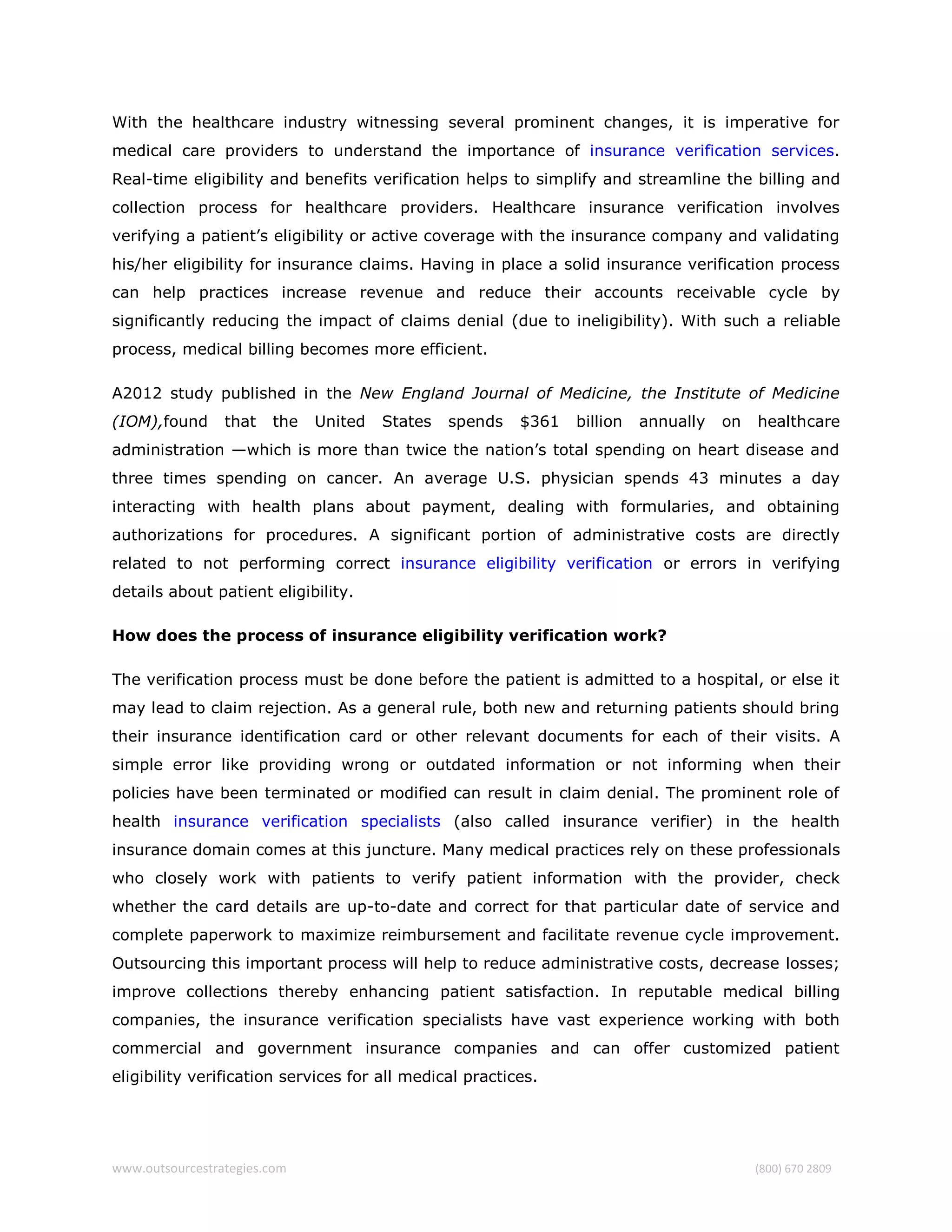 Insurance eligibility verification – steps to reduce claim denials | PDF