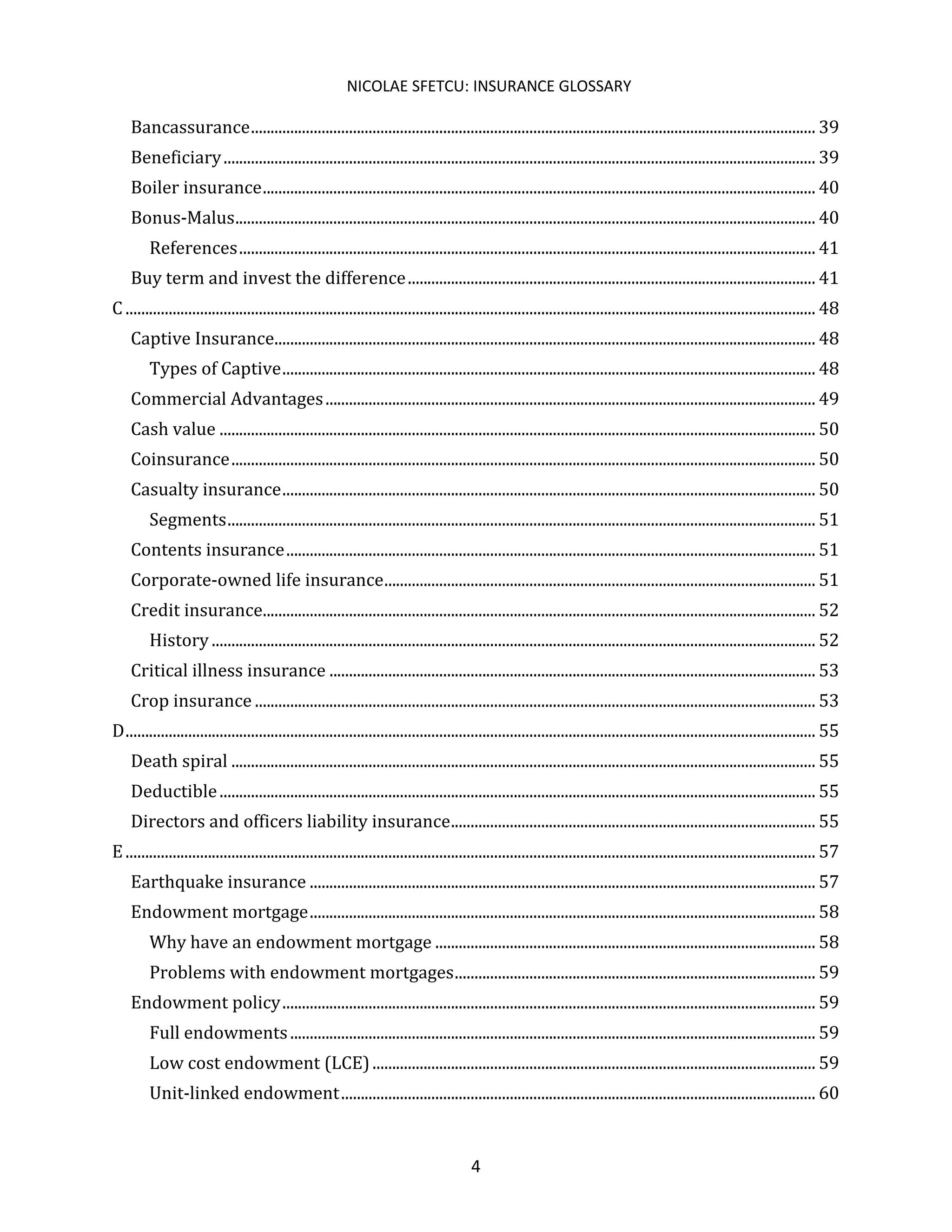 Insurance Glossary | PDF