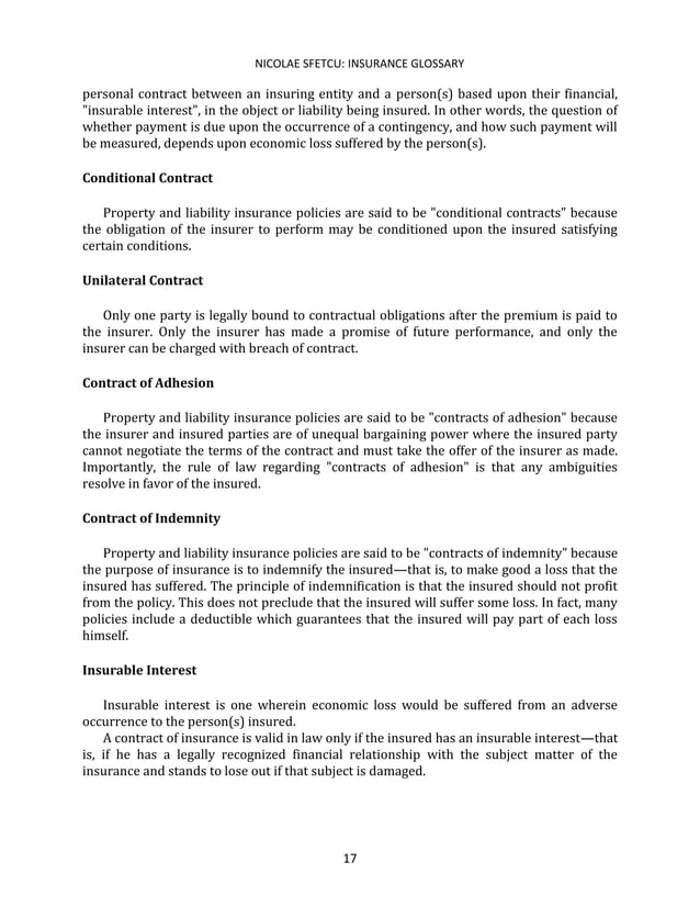 Insurance Glossary | PDF