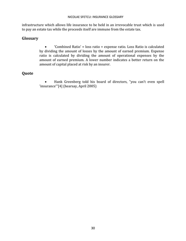 Insurance Glossary | PDF