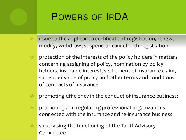 IRDA and claims of insurance