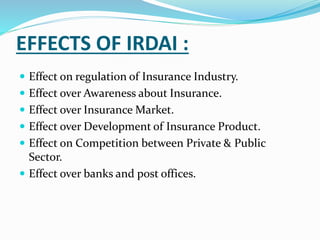 IRDAI, 1999 (Insurance law) | PPTX