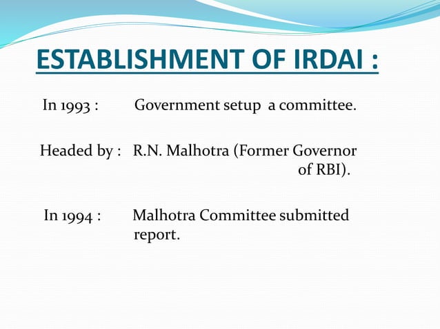 IRDAI, 1999 (Insurance law) | PPTX