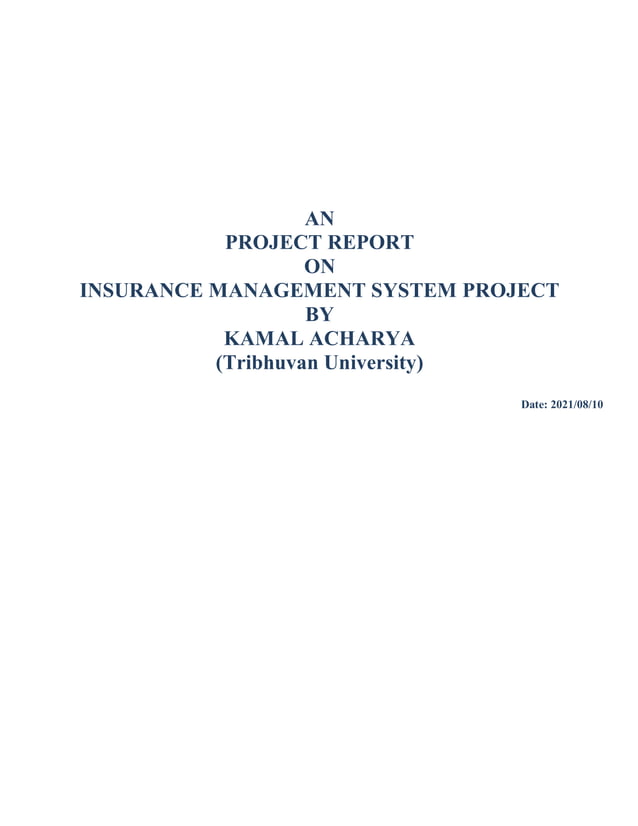 Insurance management system project report.pdf | Operating Systems | Computer Software and ...