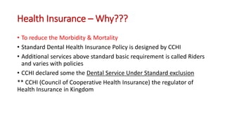 Insurance Perspective of Dental Treatment in KSA | PPTX