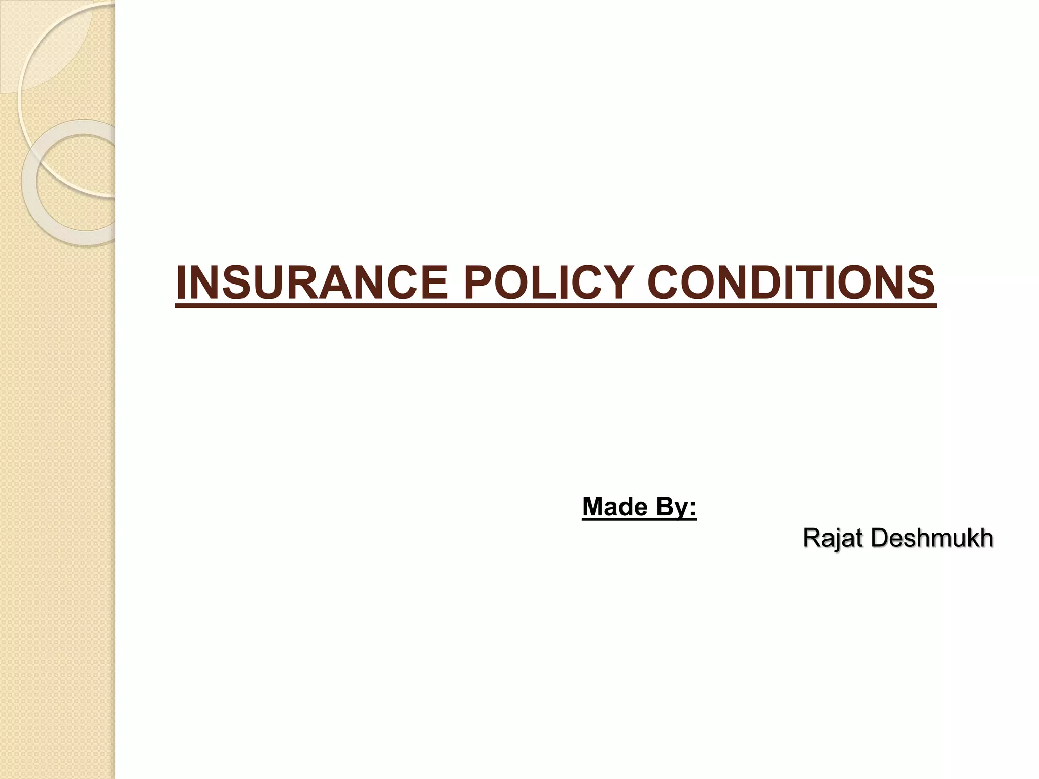 Insurance policy conditions | PPTX