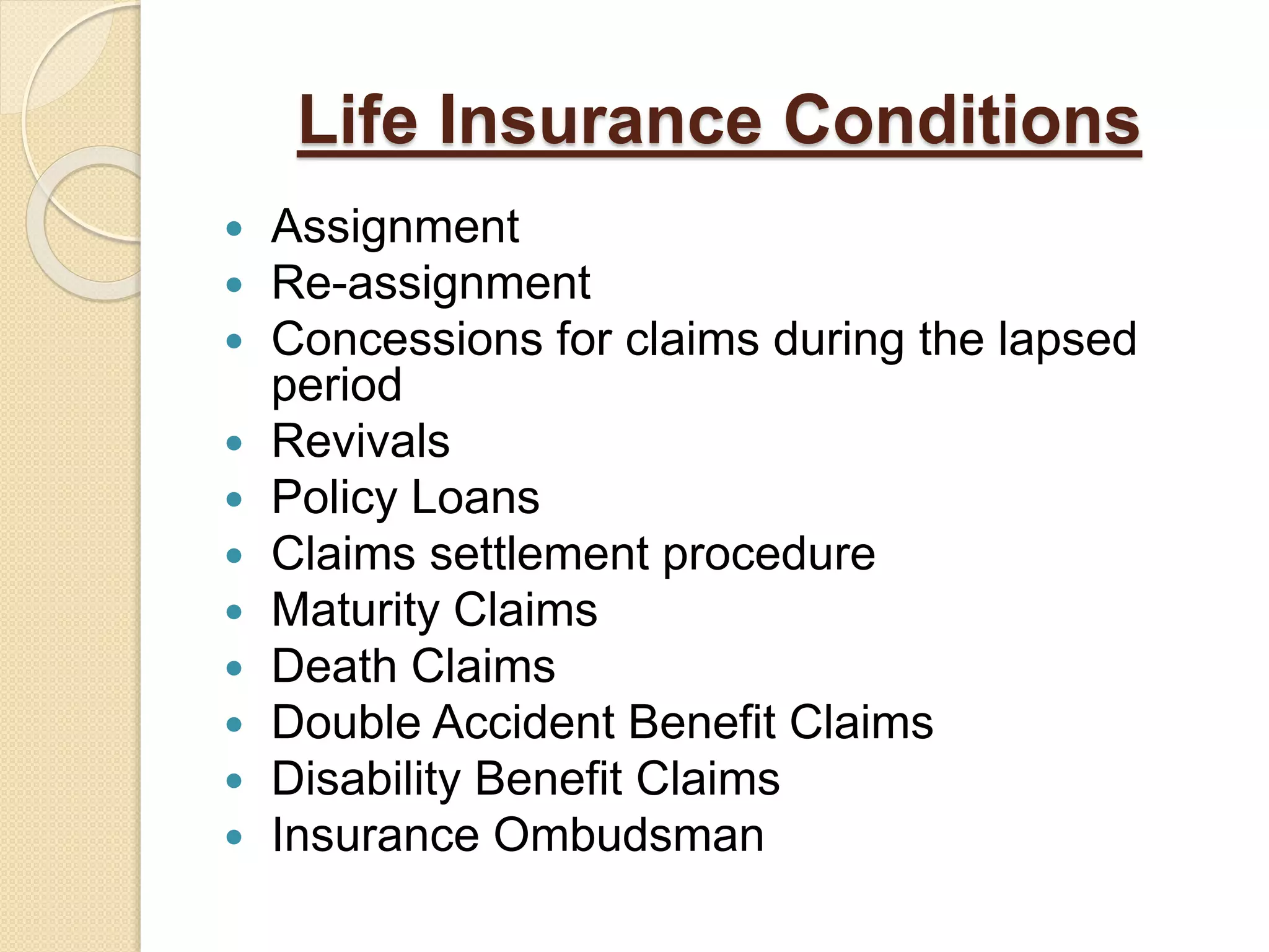 Insurance policy conditions | PPT