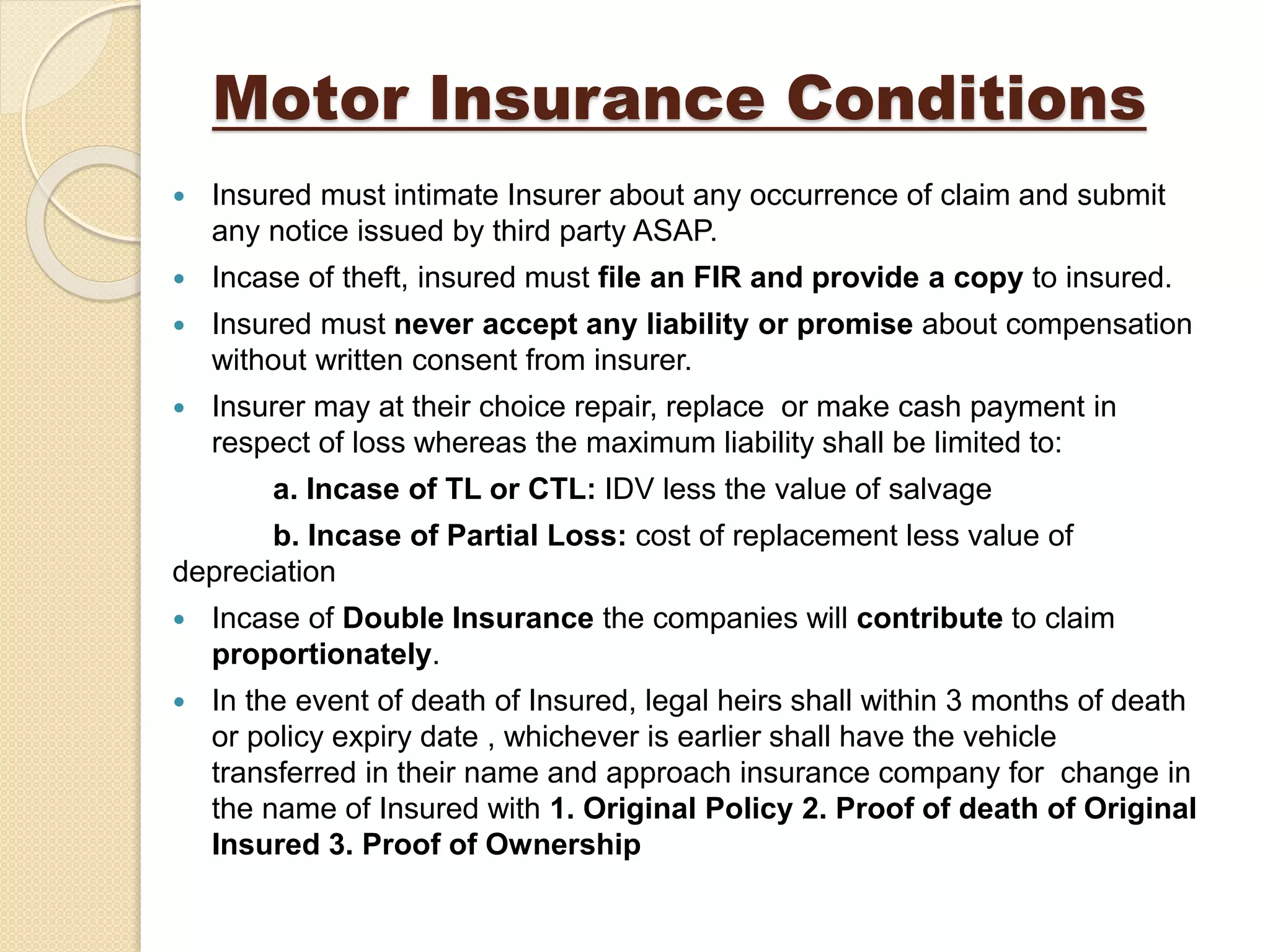 Insurance policy conditions | PPTX
