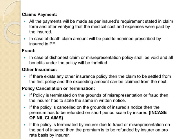 Insurance policy conditions | PPT