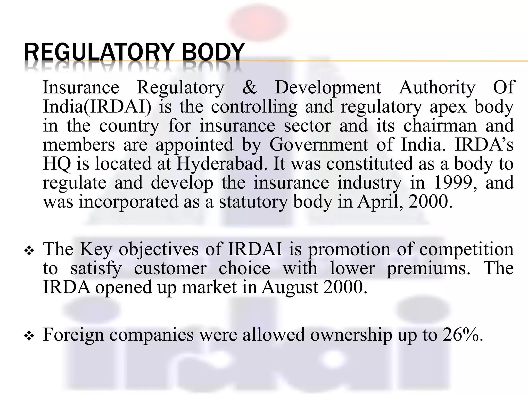 Insurance Sector in India ppt | PPTX