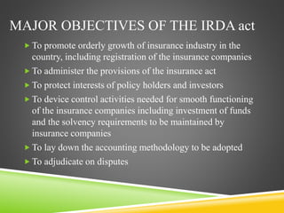 Insurance regulatory and development authority (irda) | PPTX