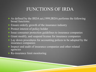 Insurance regulatory and development authority (irda) | PPTX