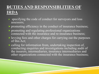 Insurance regulatory and development authority (irda) | PPTX